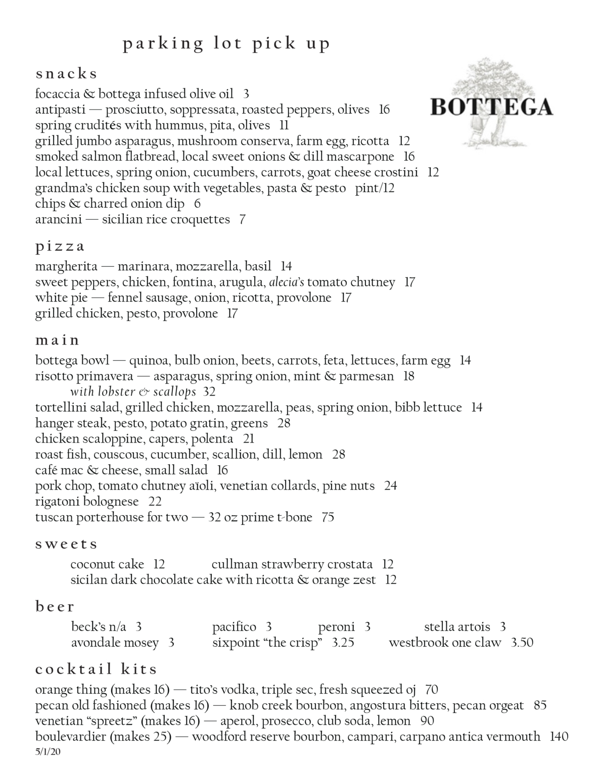 Bottega is NOW OPEN for curbside pickup! Bham foodies rejoice | Bham Now