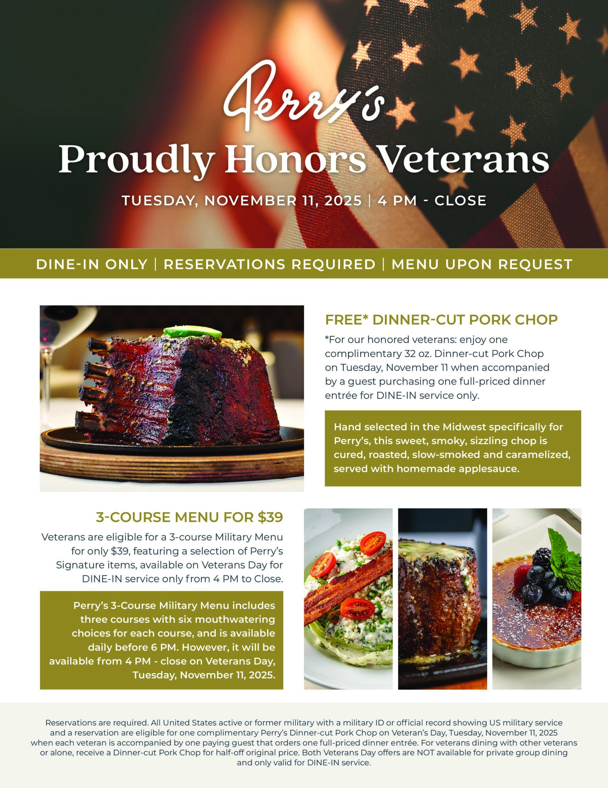 PERRY’S STEAKHOUSE & GRILLE VETERANS DAY SPECIAL | Bham Now